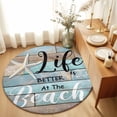 Beach Life Ocean Starfish Round Rug 3ft Farm Blue Wood Board Washable ...