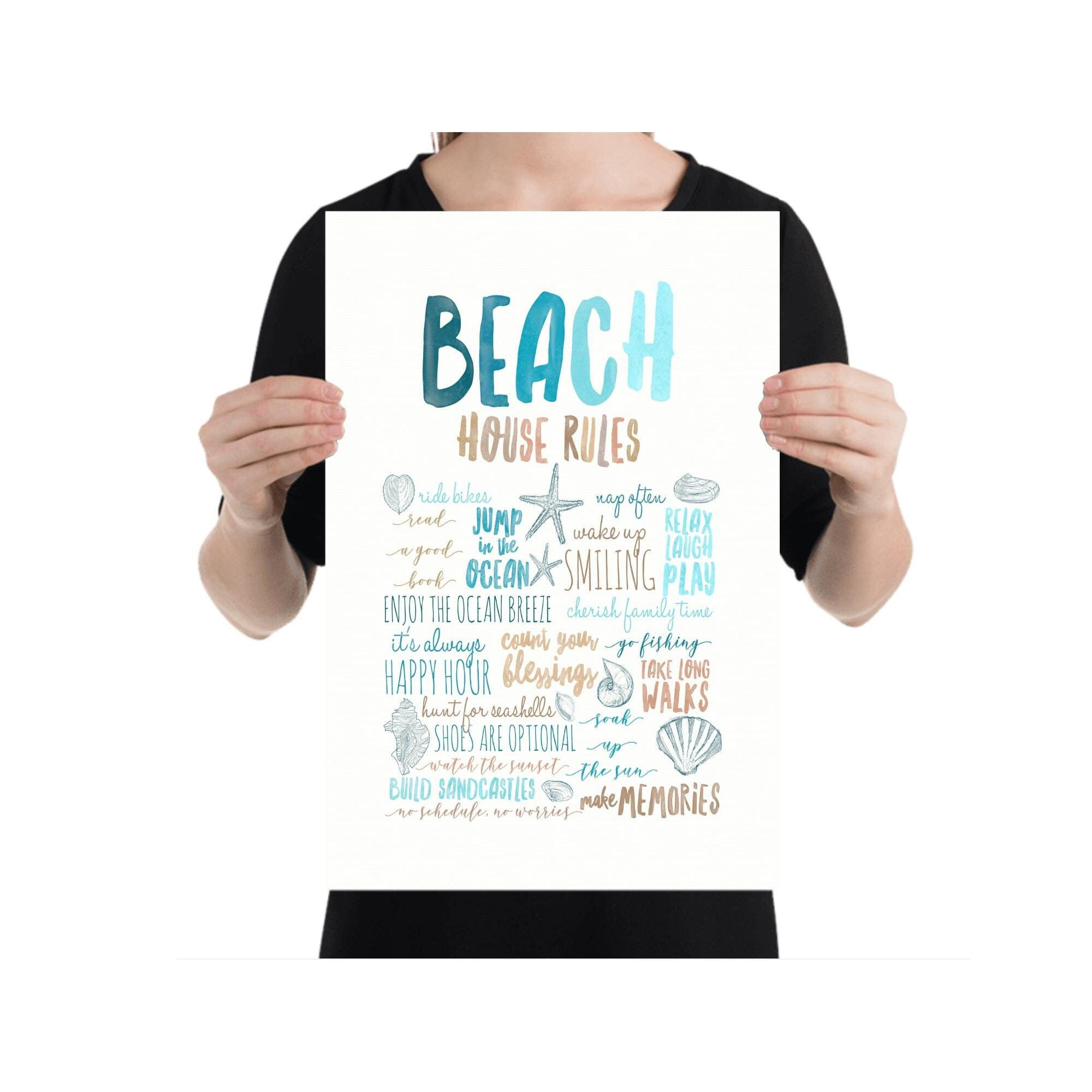 Beach Life Rules Poster - Coastal Decor for Beach Lovers - 13x19 Poster ...