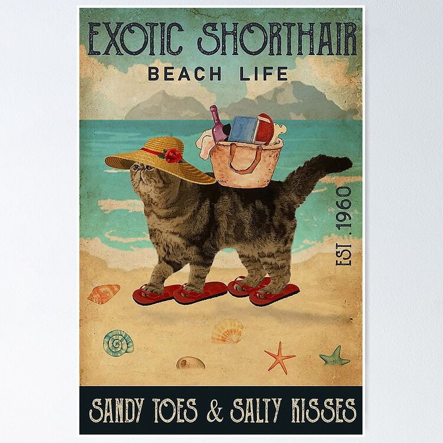 Beach Life Sandy Toes Exotic Shorthair Cat Gift Poster- Unframed Poster | Wall Art | Perfect For ...