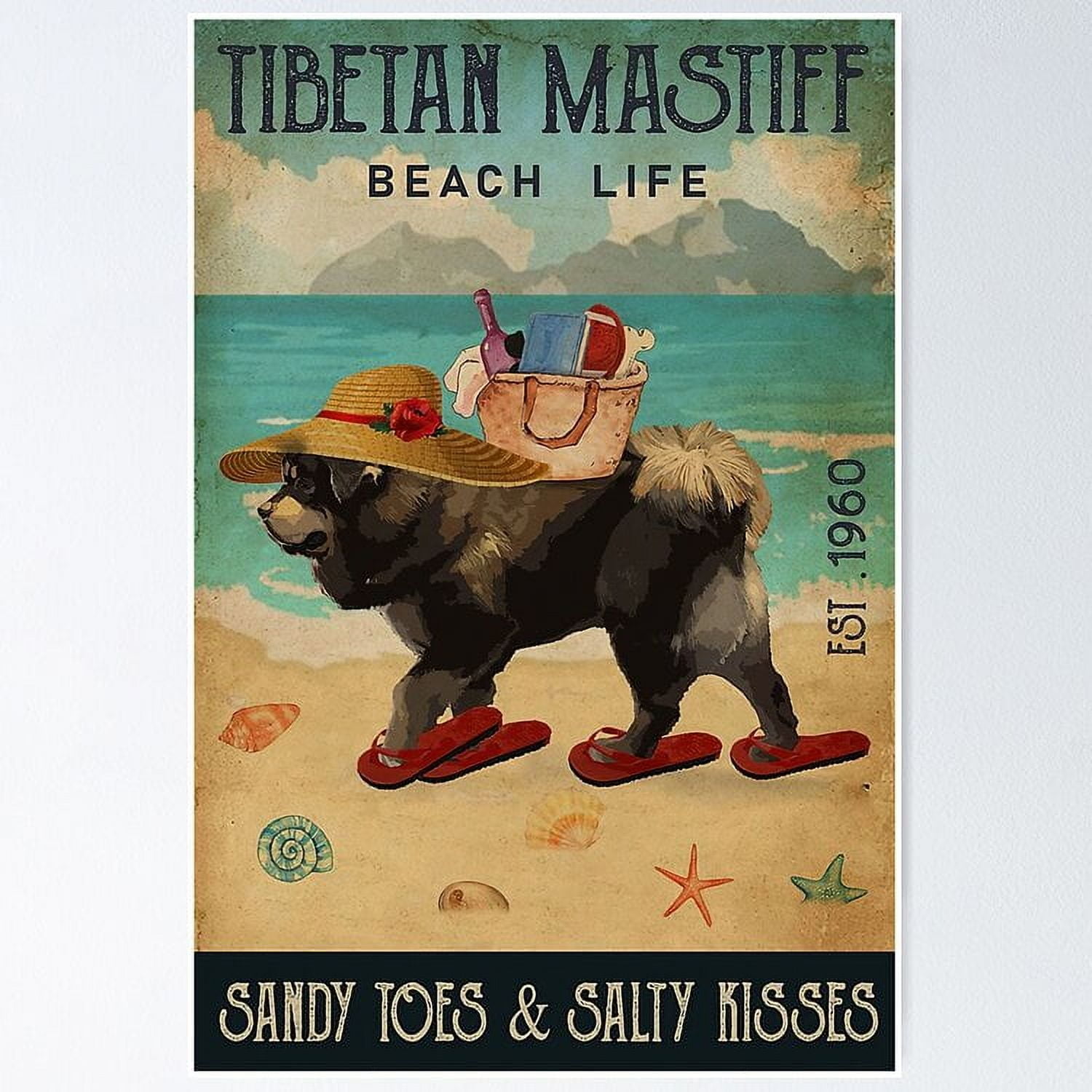 Beach Life Sandy Toes Tibetan Mastiff Dog Poster- Unframed Poster ...