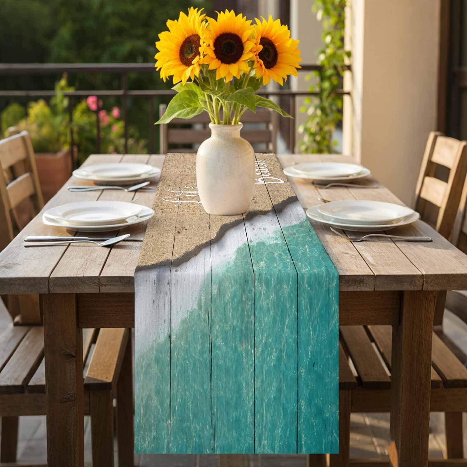 Beach Life Seaside Starfish Sea Water Table Runner-70 Inch Long Sand ...