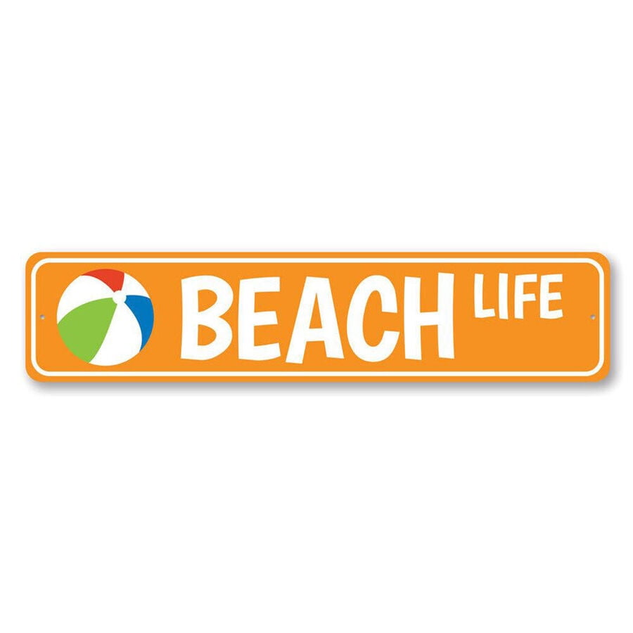 Beach Life Sign Beach Ball Sign Metal Ocean Lover Beach House Metal ...