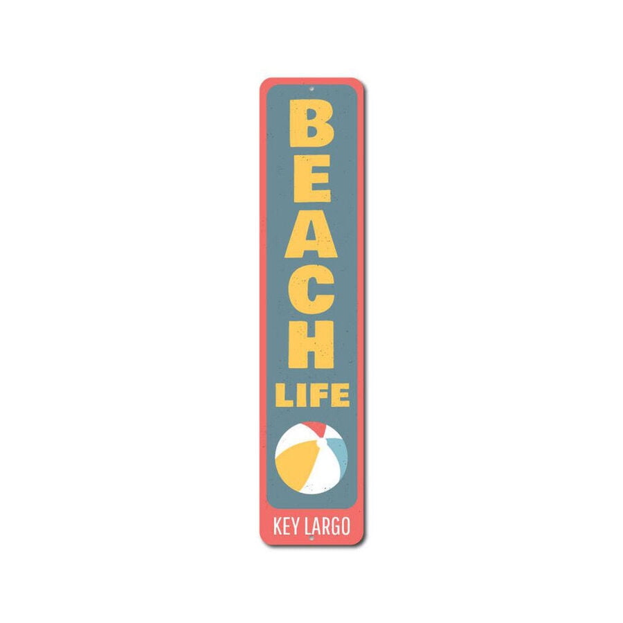 Beach Life Vertical Sign Colorful Beachball Beach Name Sign Size: 4 x ...