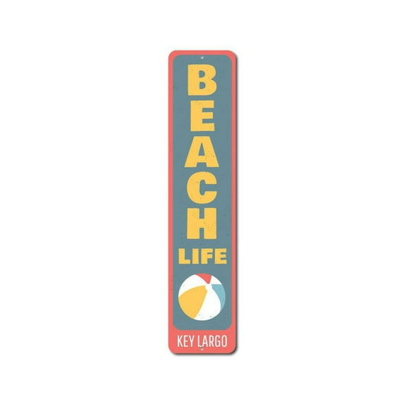 Beach Life Vertical Sign Colorful Beachball Beach Name Sign Size: 4 x ...