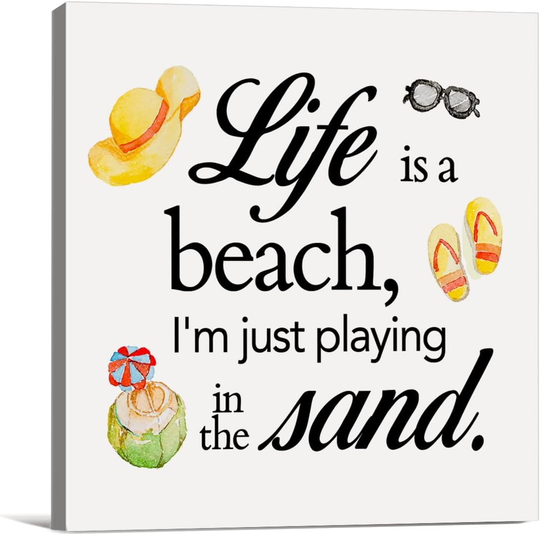 Beach Life Wood Box Sign Desk Decor 7x7 Inch Life is a Beach Wooden ...