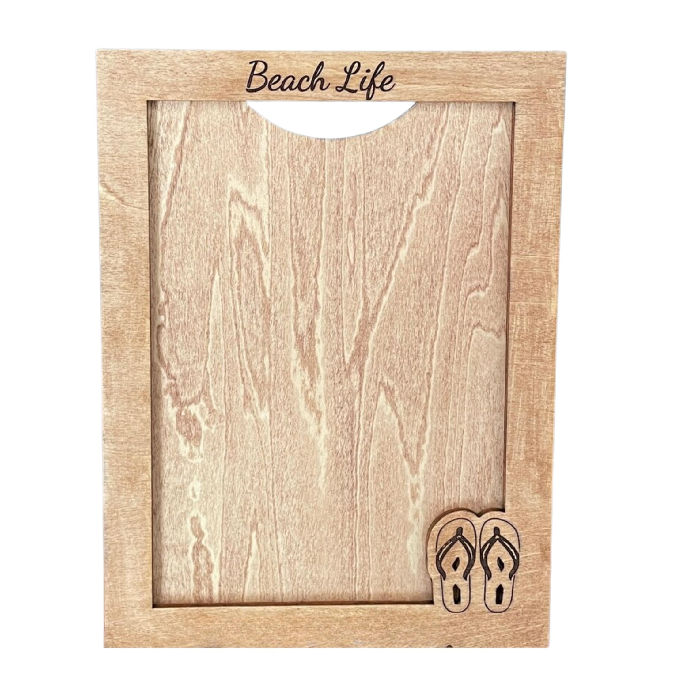 Beach Life Wooden Picture Frame with Flip Flop Design, 5x7 Inch Photo ...
