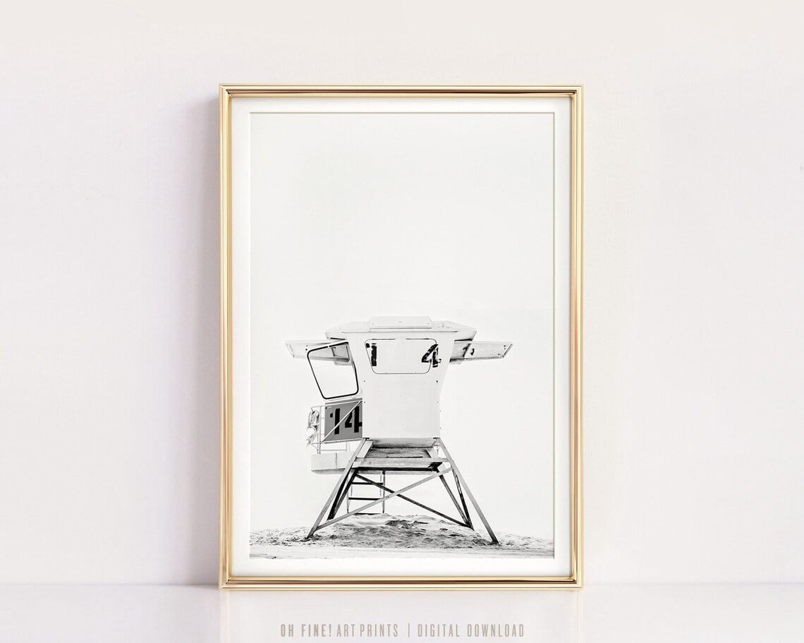 Beach Lifeguard Chair Photo Black And White Beachy California Beach ...