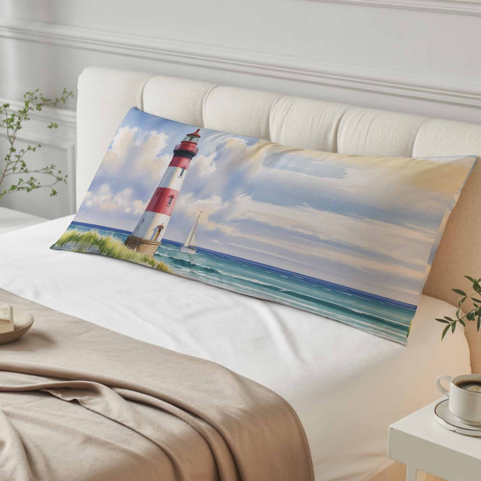 Beach Lighthouse Body Pillow Cover, Pillowcase Protectors with Zipper ...