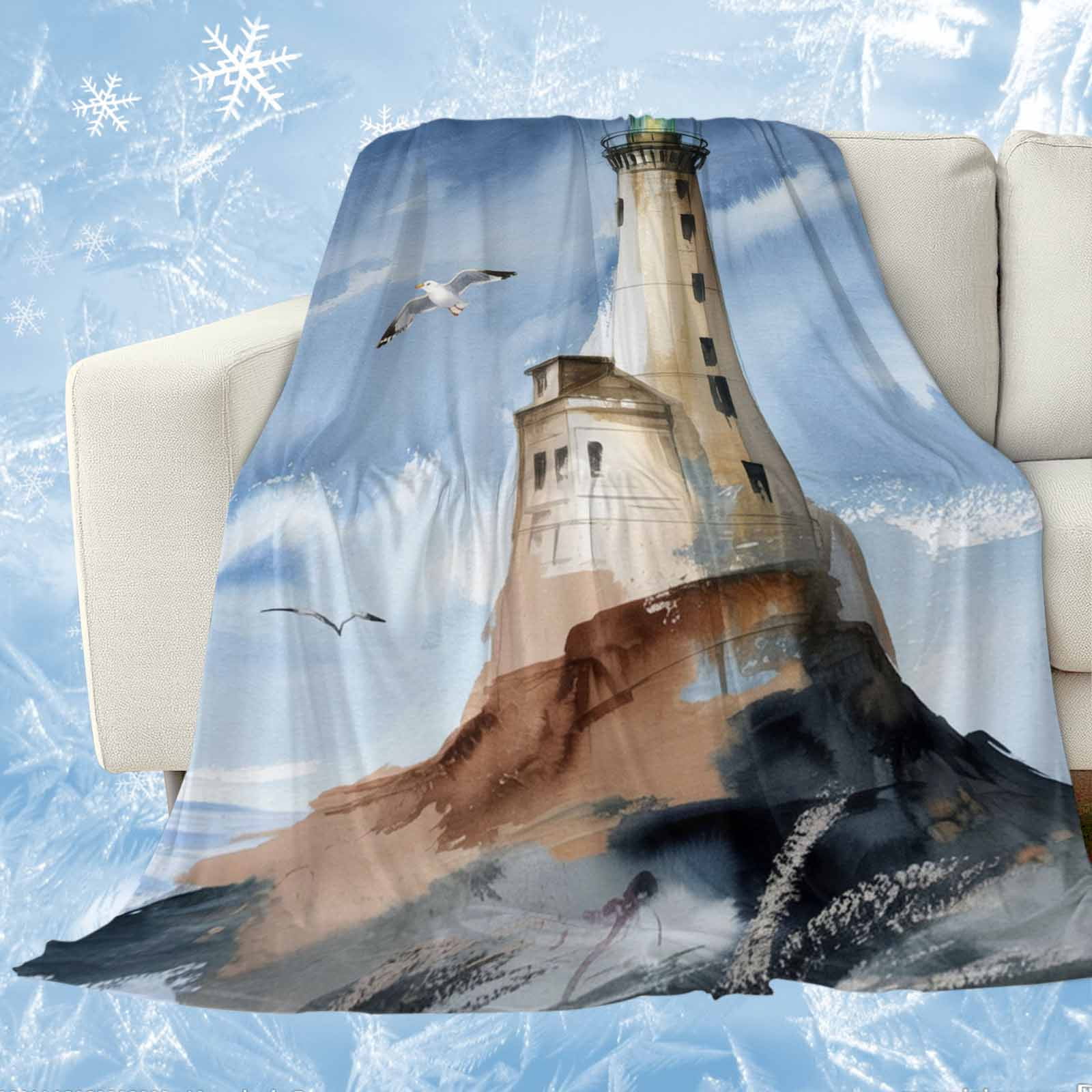 Beach Lighthouse Cooling Blanket,Lightweight Breathable Summer Throw ...