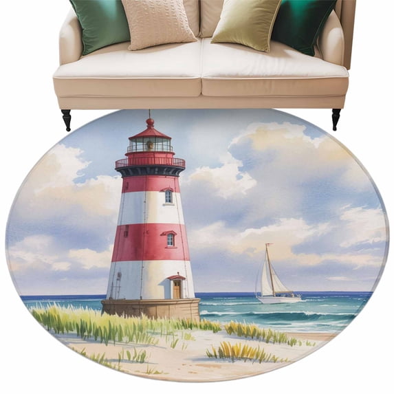 Beach Lighthouse Large Area Rugs for Bedroom Living Room, Soft Non Slip ...