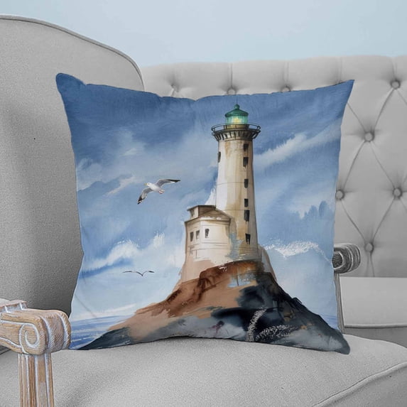 Beach Lighthouse Throw Pillow Covers, Soft Pillowcases with Invisible ...