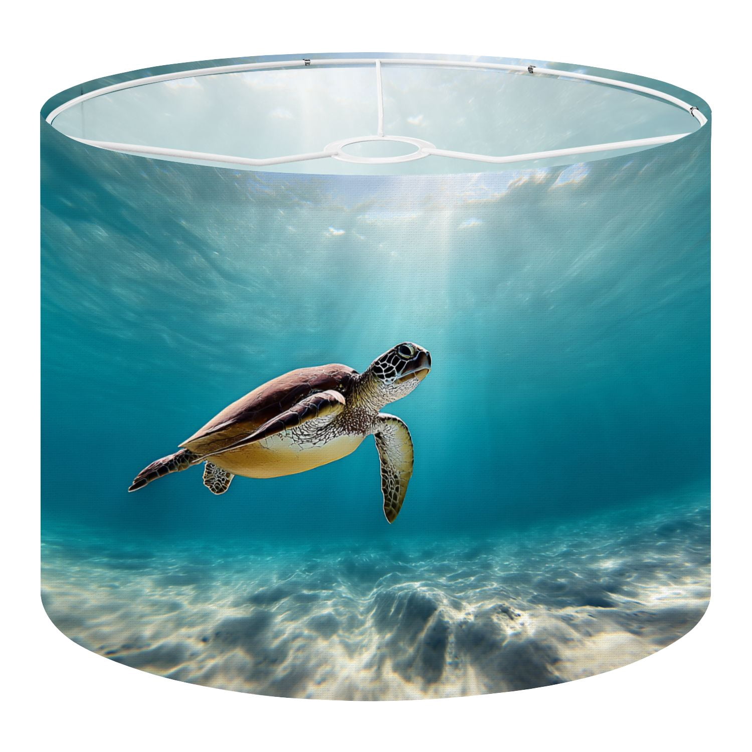 Beach Linen Drum Lampshades Beautiful Hawaiian Green Sea Turtle 13"x13 ...