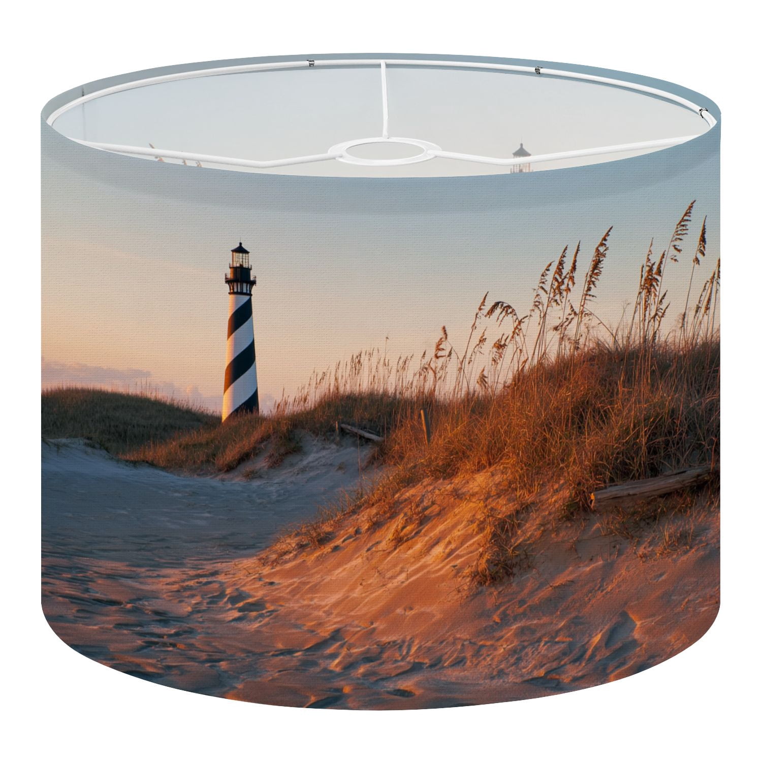 Beach Linen Drum Lampshades Cape Hatteras Lighthouse Outer Banks 13"x13 ...