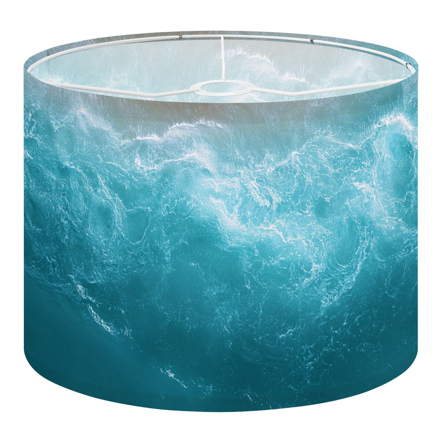 Beach Linen Drum Lampshades Sea Waves ocean wave Splashing Water Blue ...