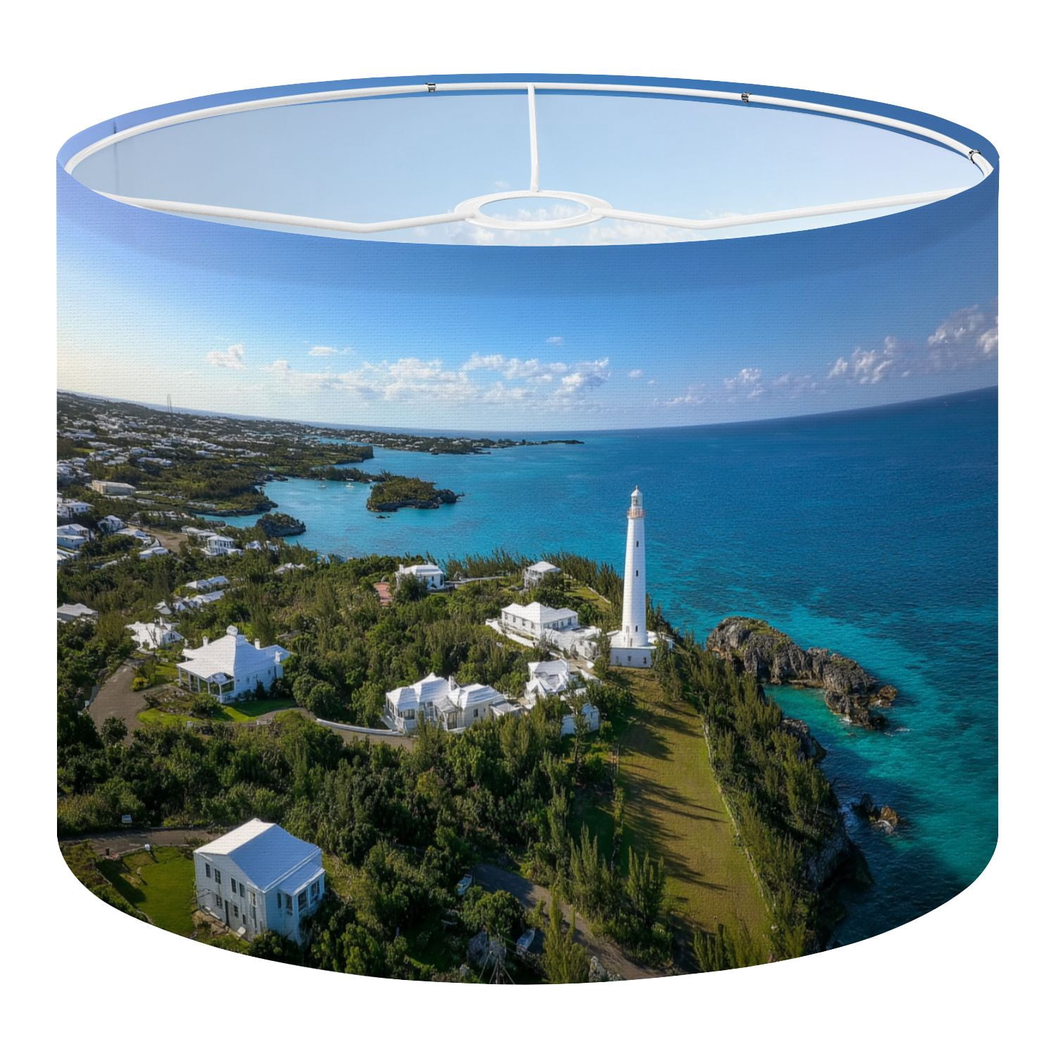 Beach Linen Drum Lampshades drone aerial view Bermuda island Gibbs hill ...