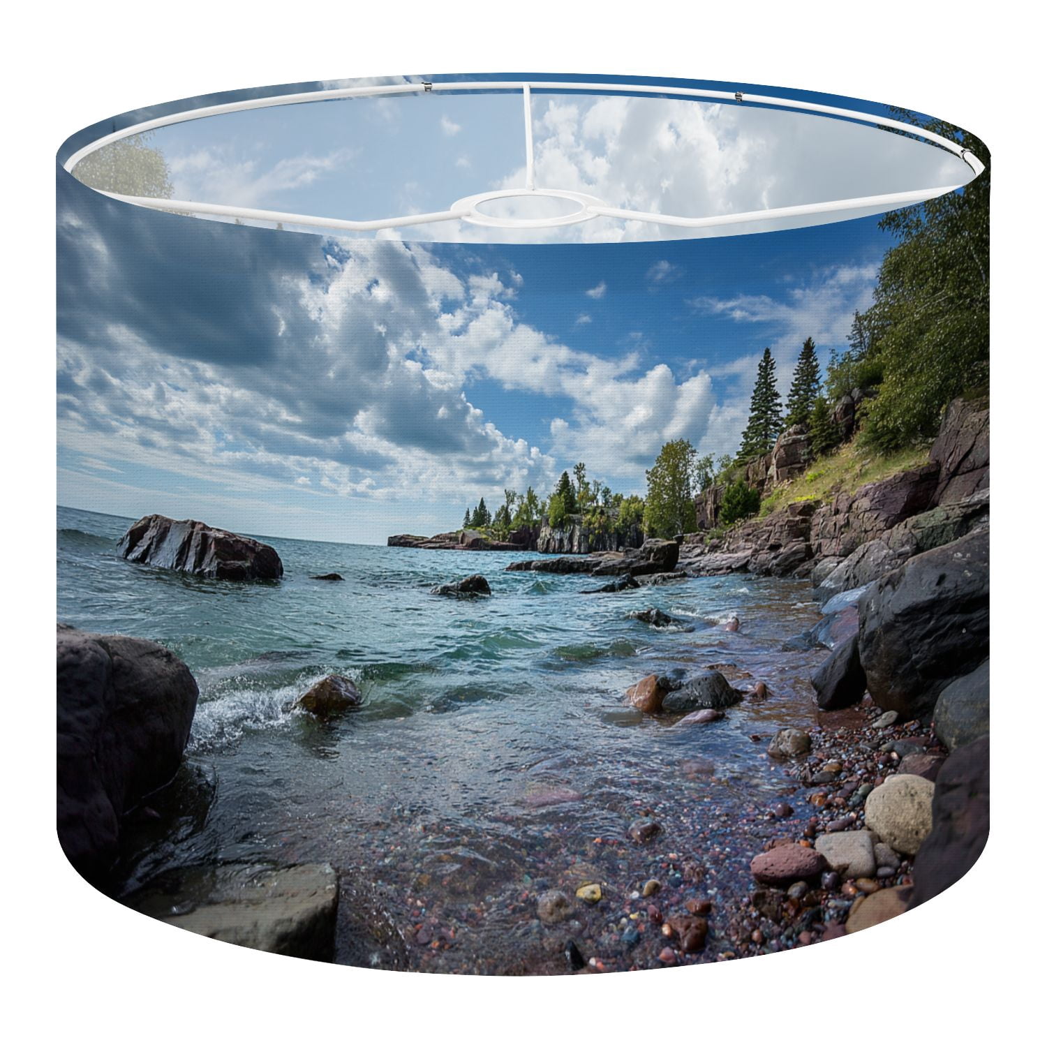 Beach Linen Drum Lampshades lake superior shore lutsen great lakes ...