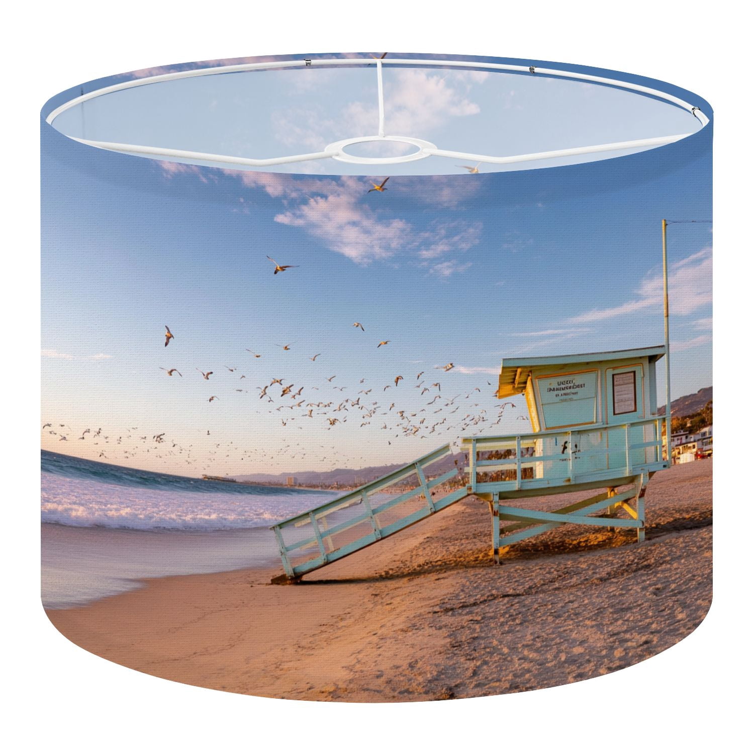 Beach Linen Drum Lampshades lifeguard towers southern california beach ...
