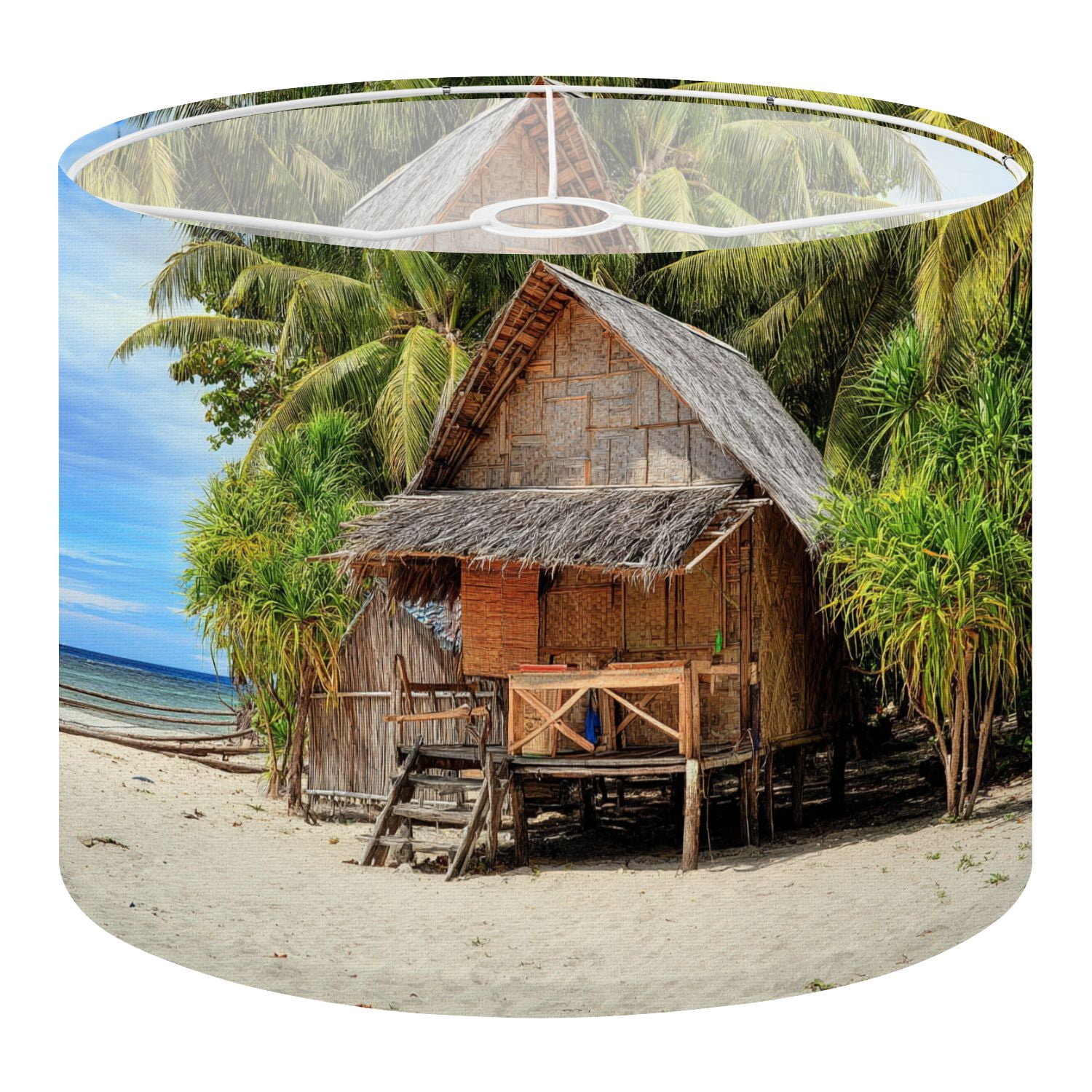 Beach Linen Drum Lampshades traditional philippine house bamboo s ...