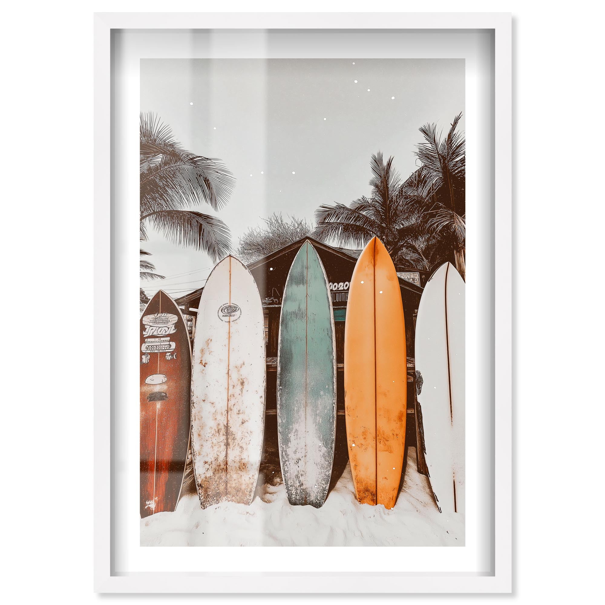 Beach Lineup II Shadowbox Print Coastal Wall Decor by Notoriart, White ...