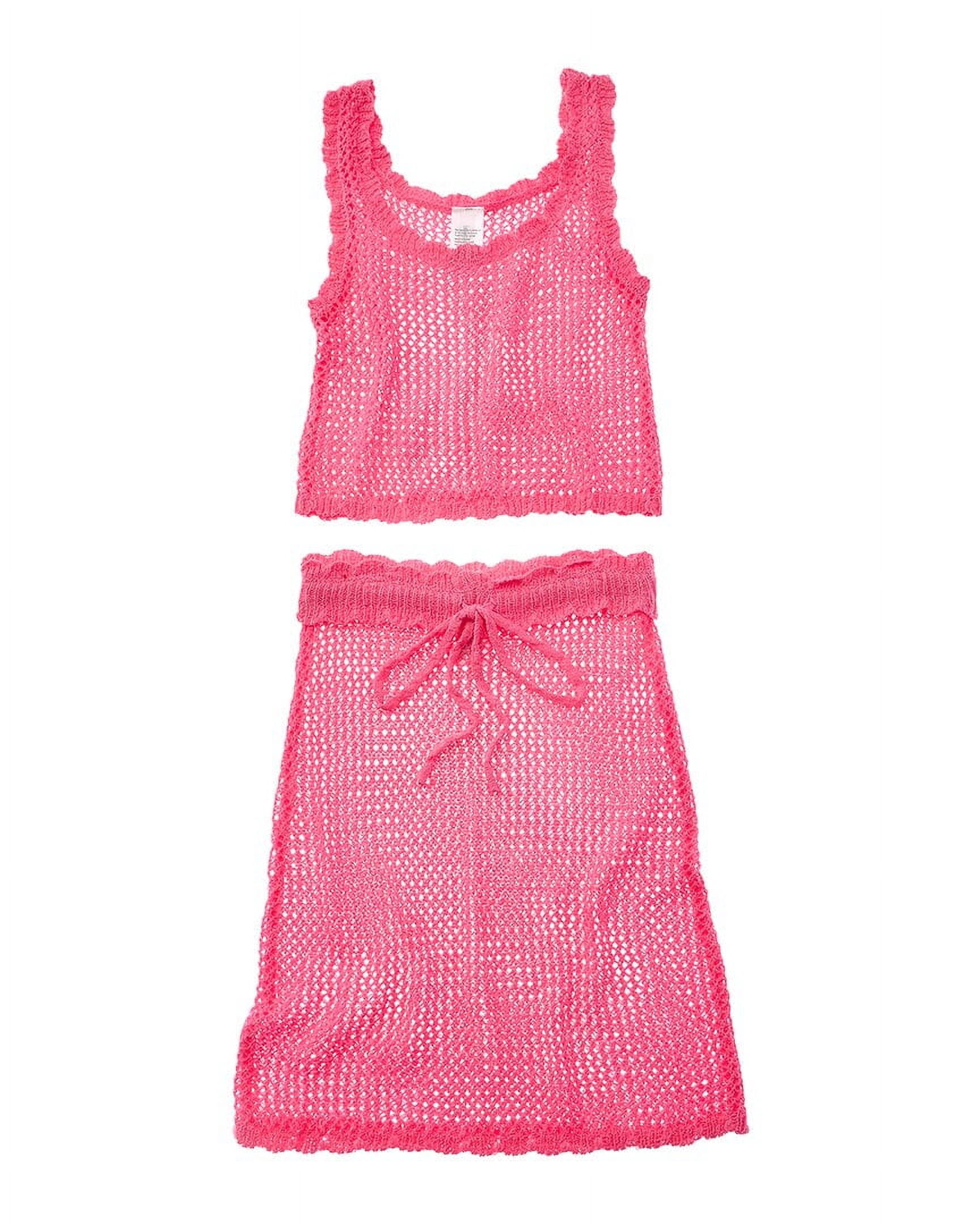 Beach Lingo girls 2pc Crochet Top & Skirt Set, l, Pink - Walmart.com