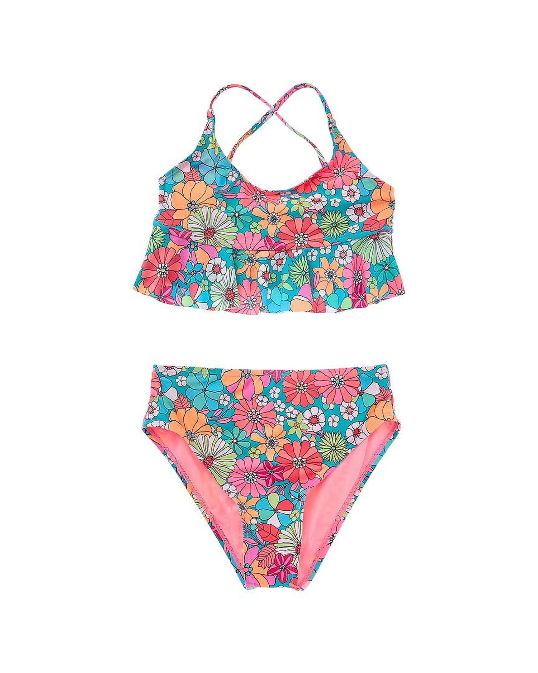 Beach Lingo girls 2pc Ruffle Bralette & High-Waist Bottom Swim Set, 7 ...