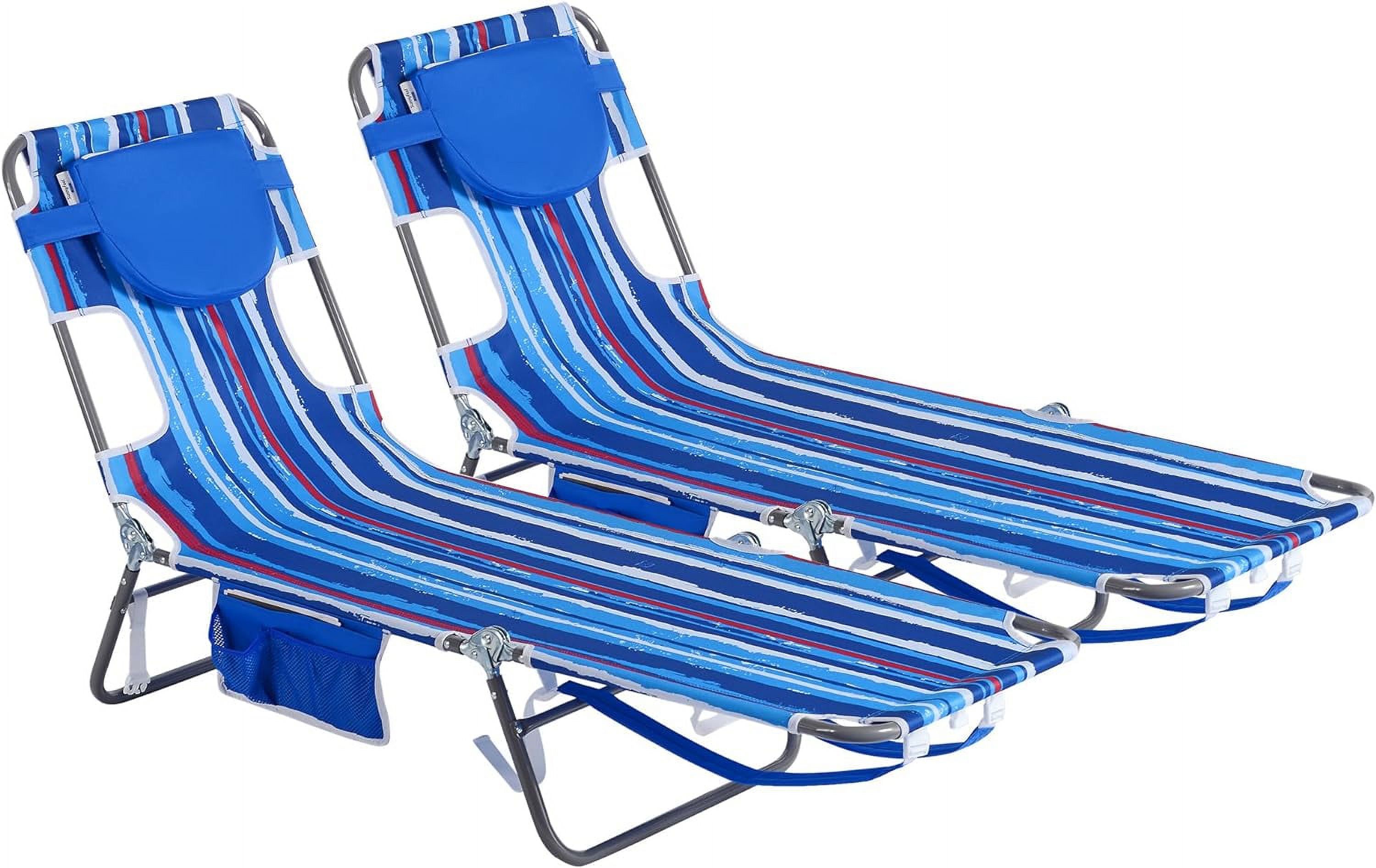 Beach Lounge Chair, Backpack Reclining Beach Chairs Lay Flat, Face Down ...