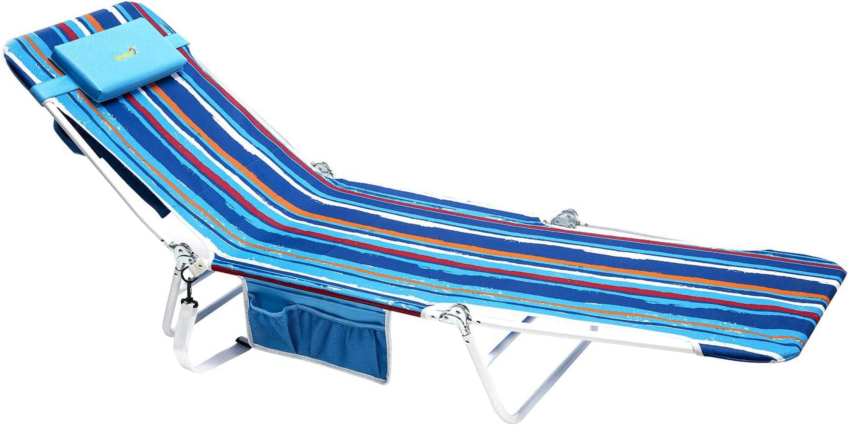 Beach Lounge Chair, Reclining Beach Chairs, 180-degree & Lay Flat ...