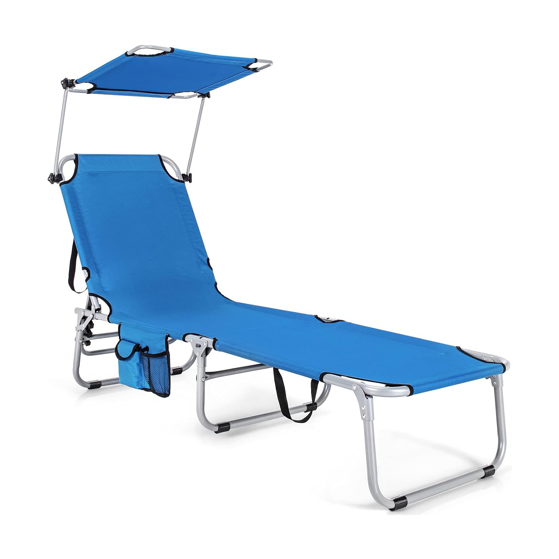 Beach Lounge Chair, Tanning Chair, Foldable Chaise Lounge with Canopy ...