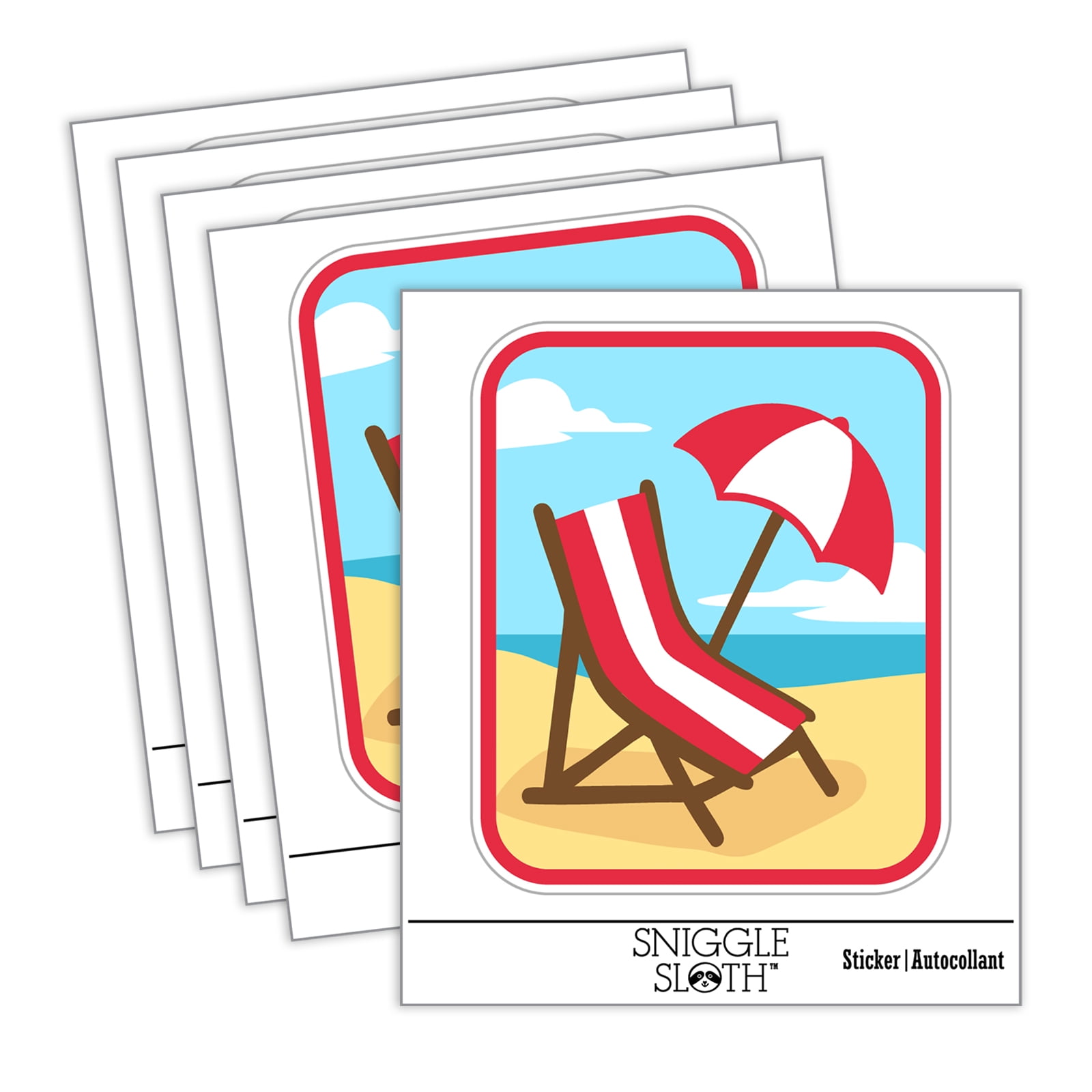 Beach Lounge Chair and Umbrella Car Window Bumper Water Bottle Phone ...
