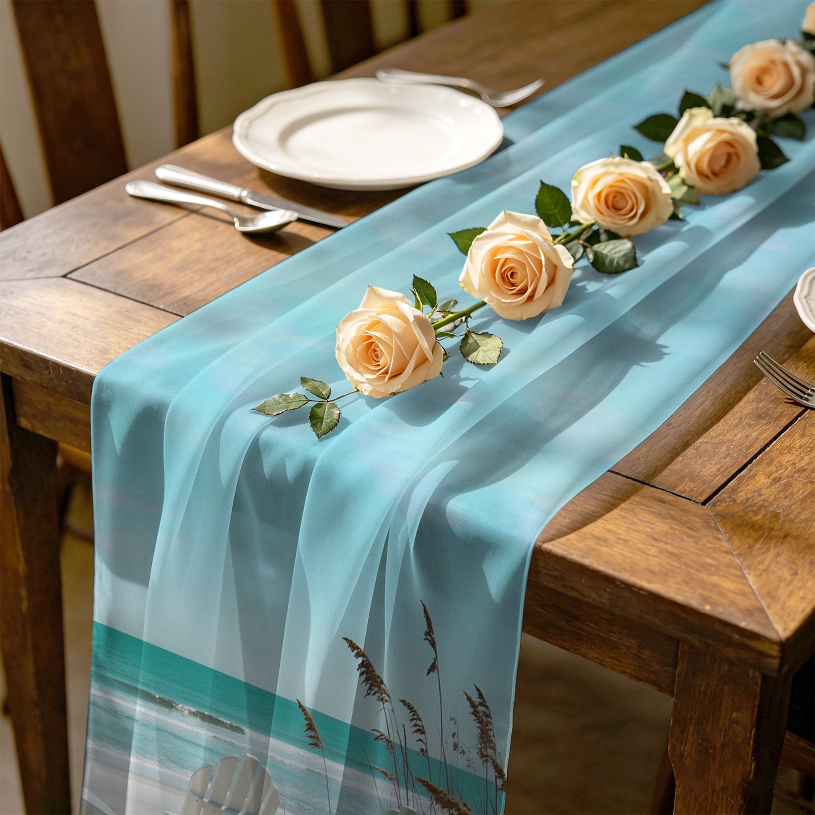 Beach Lounge Chairs 4.5 ft Cheesecloth Table Runner for Wedding 19"x55 ...
