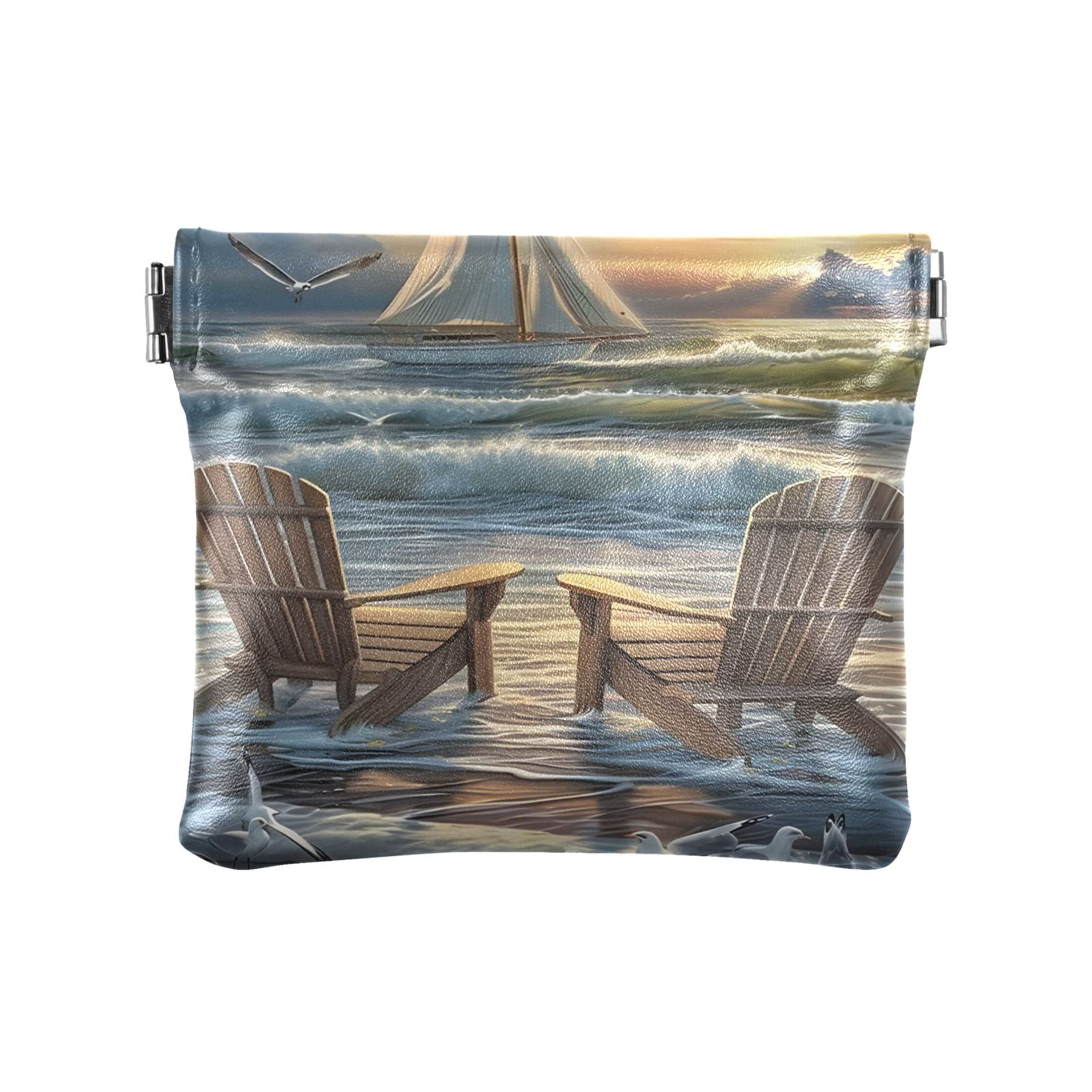 Beach Lounge Chairs Wallet Small PU Leather Change Pouch Wallet for ...