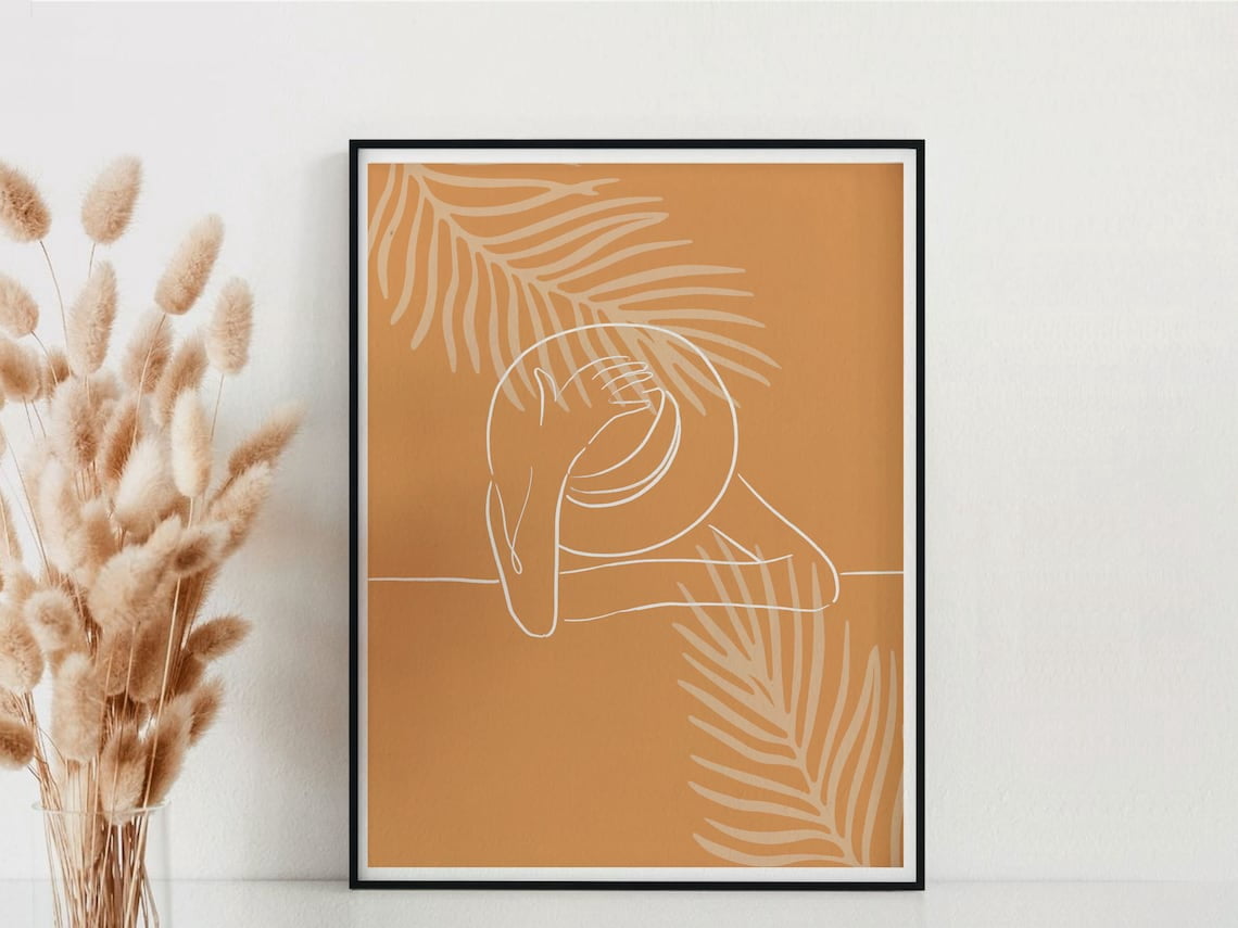Beach Lover Poster Palm Boho Art Coastal Wall Decor Minimal Line ...