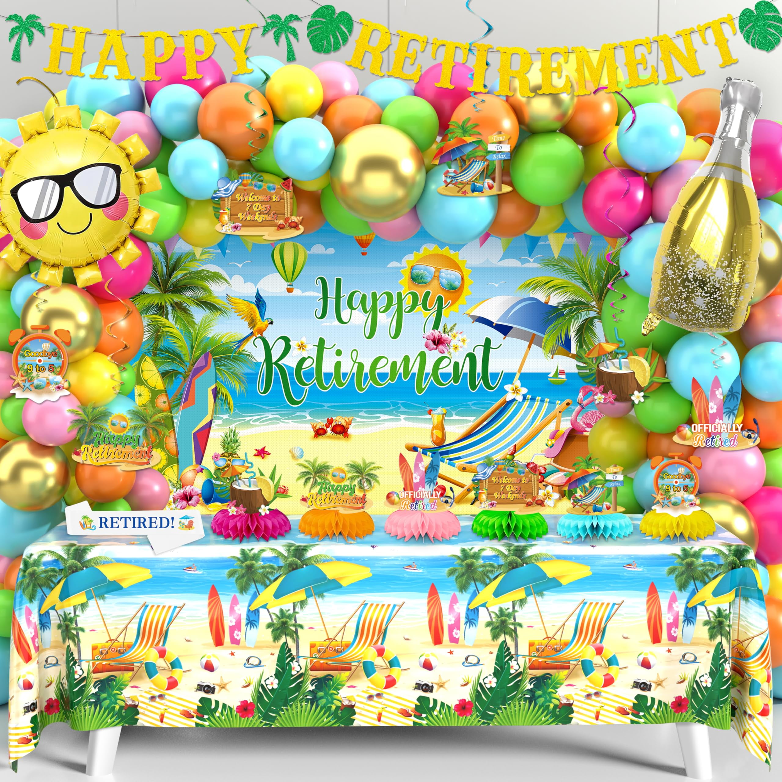 Beach Luau Retirement Party Decoration, Summer Themed Happy Retirement ...