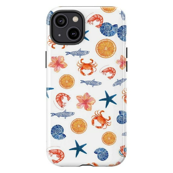 Beach Marine Life Phone Case, Crab Starfish Shrimp Pattern, Summer ...