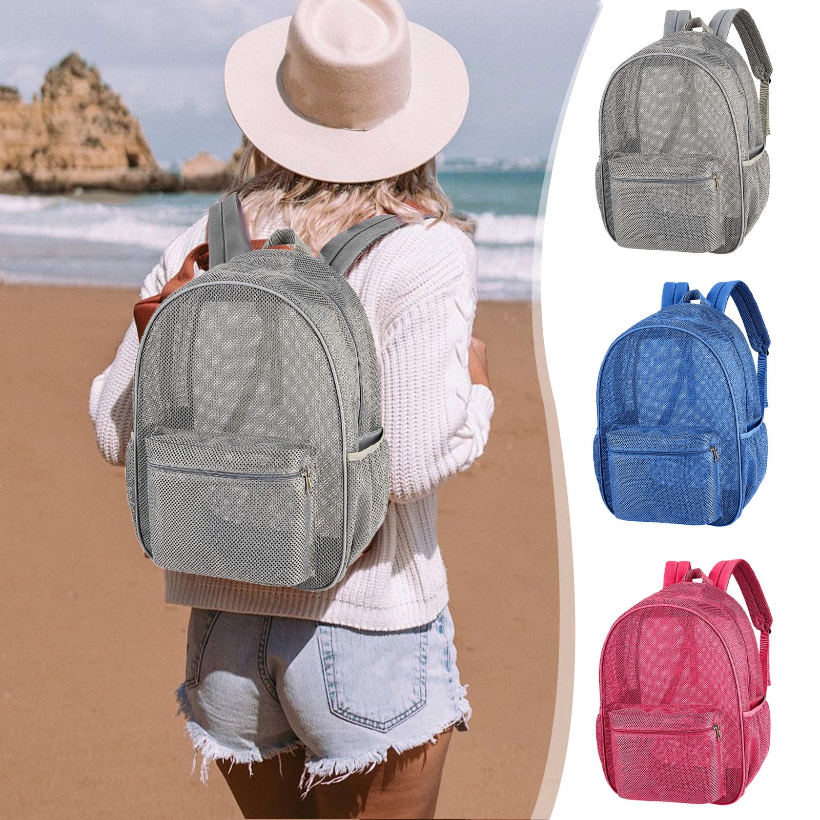 Beach Mesh Backpack, Extra Large Pool Bag, Waterproof Mesh Design ...