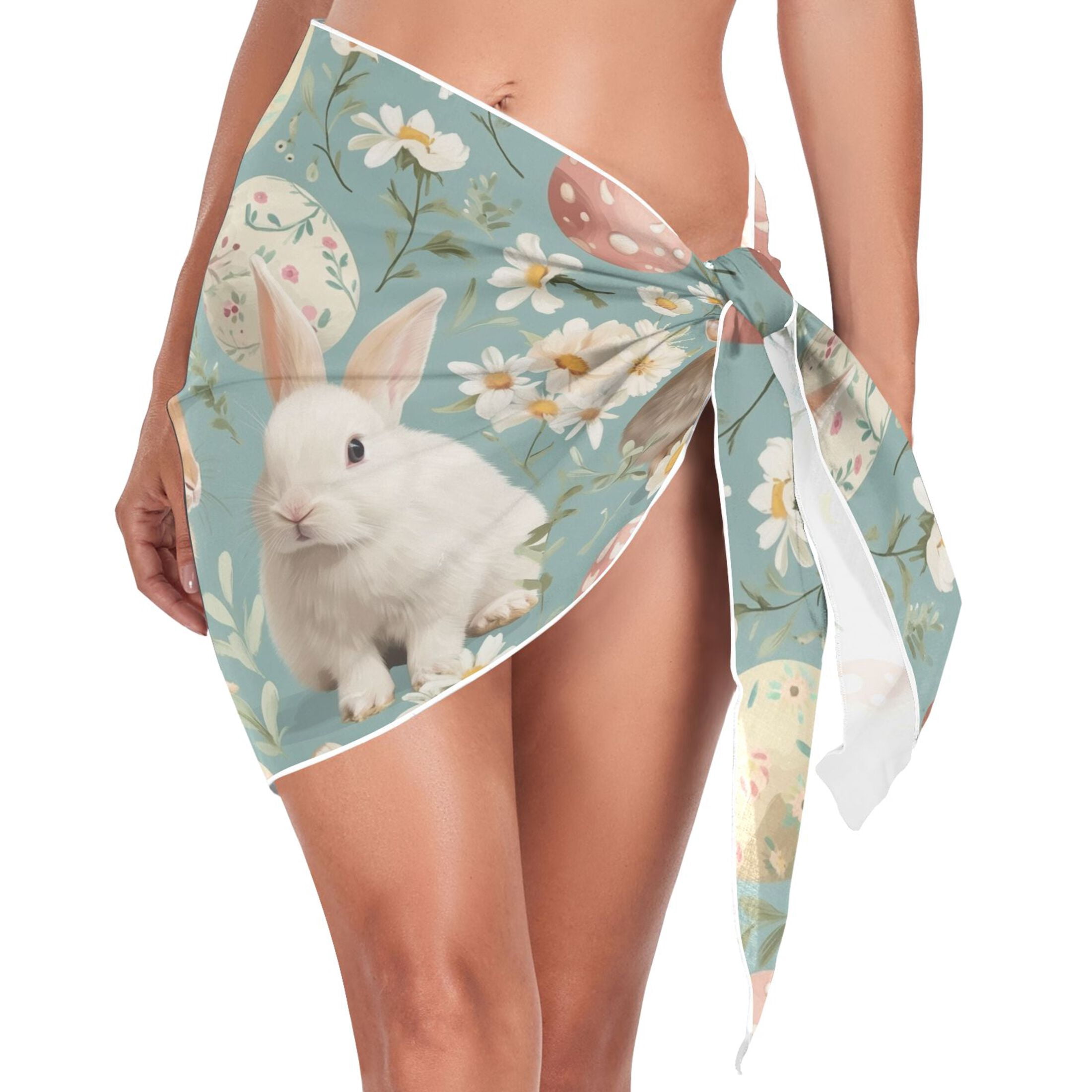 Beach Mini Dress Easter Rabbit Eggs Swimsuit Coverup for Women Swimwear ...