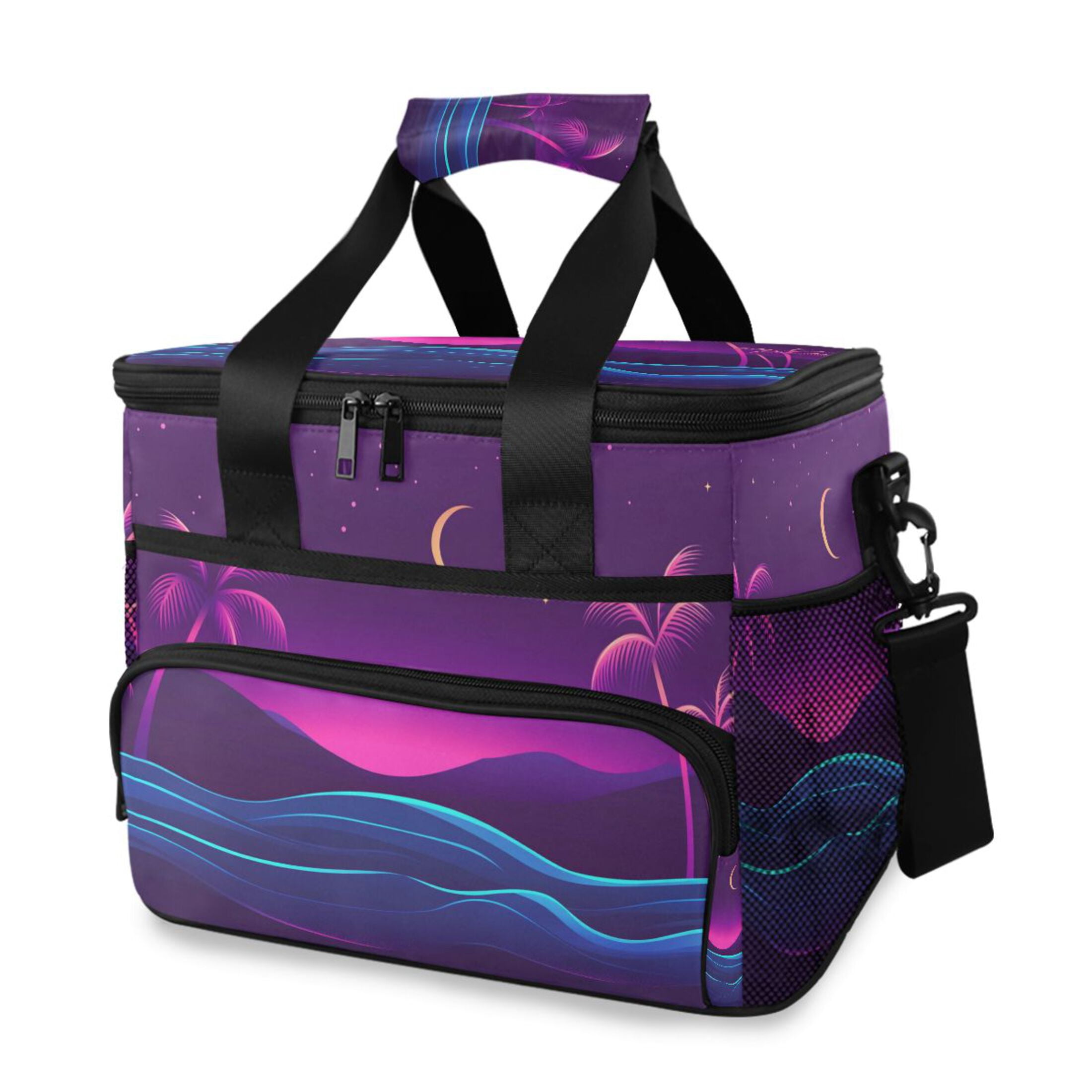 Beach Moon Palm Trees Tropical Night Portable Cooler Lunch Box Reusable ...