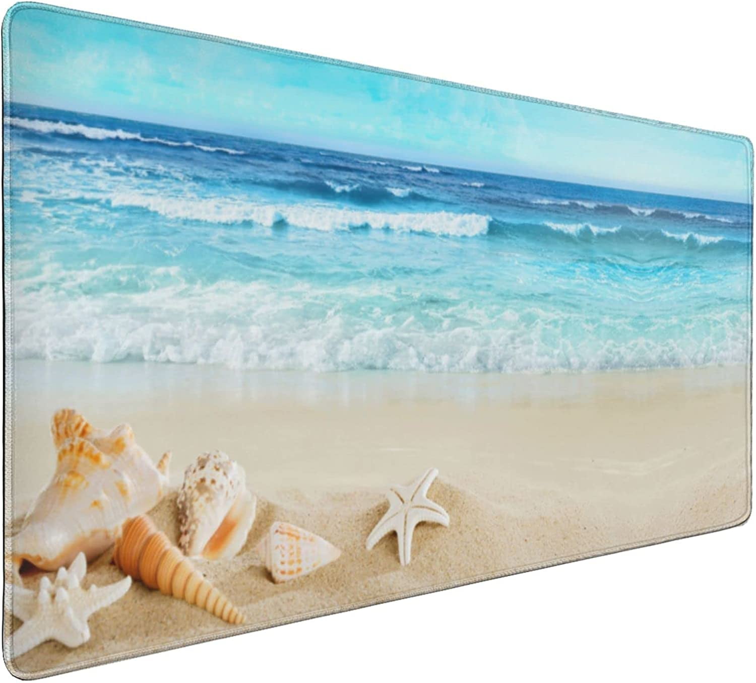 Beach Mouse Pad 35.4 X 15.7 Inch XXL Summer Beachy Starfish Sea Wave ...