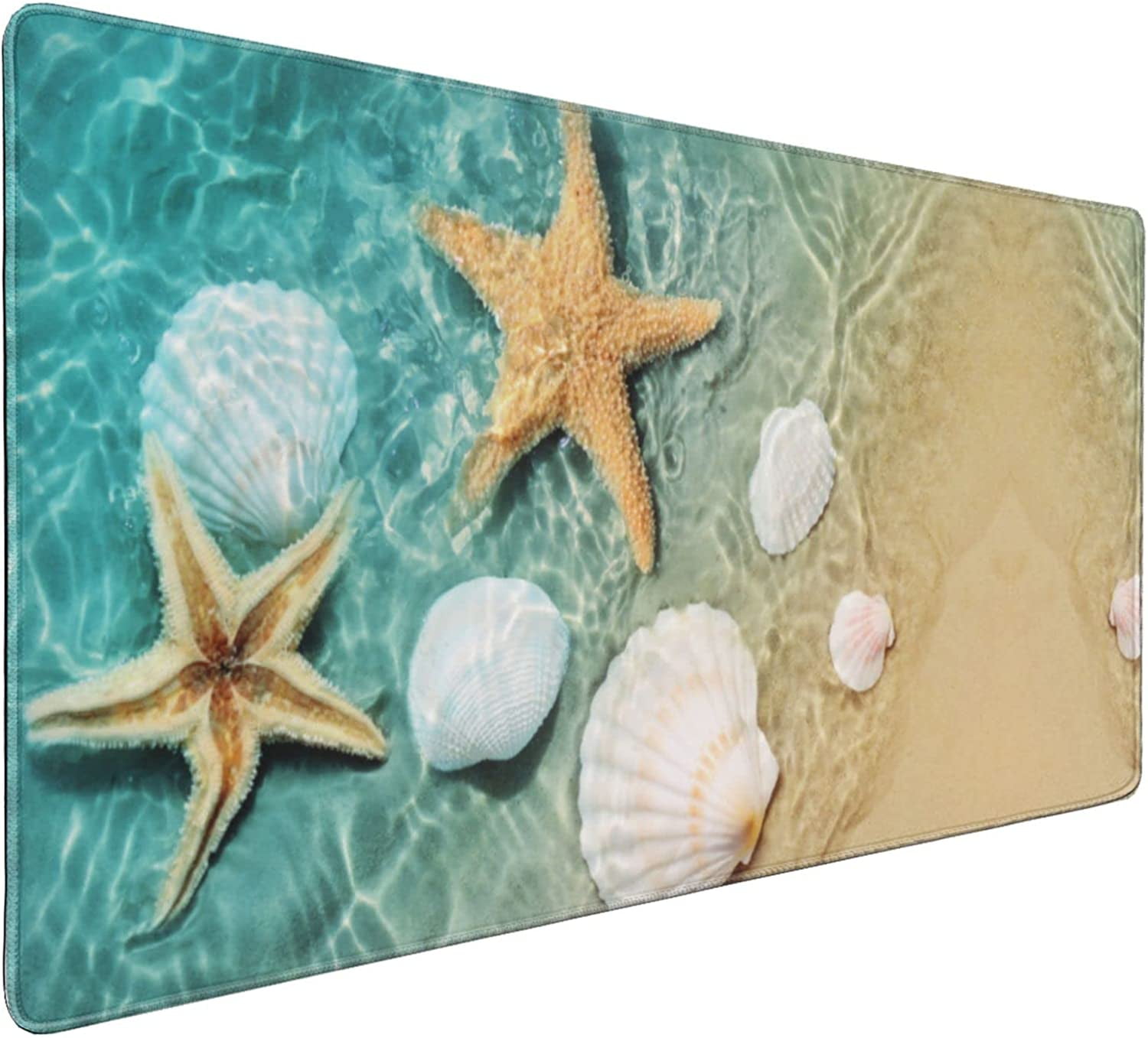 Beach Mouse Pad 35.4 X 15.7 Inch XXL Summer Starfish Beach Themed Teal ...