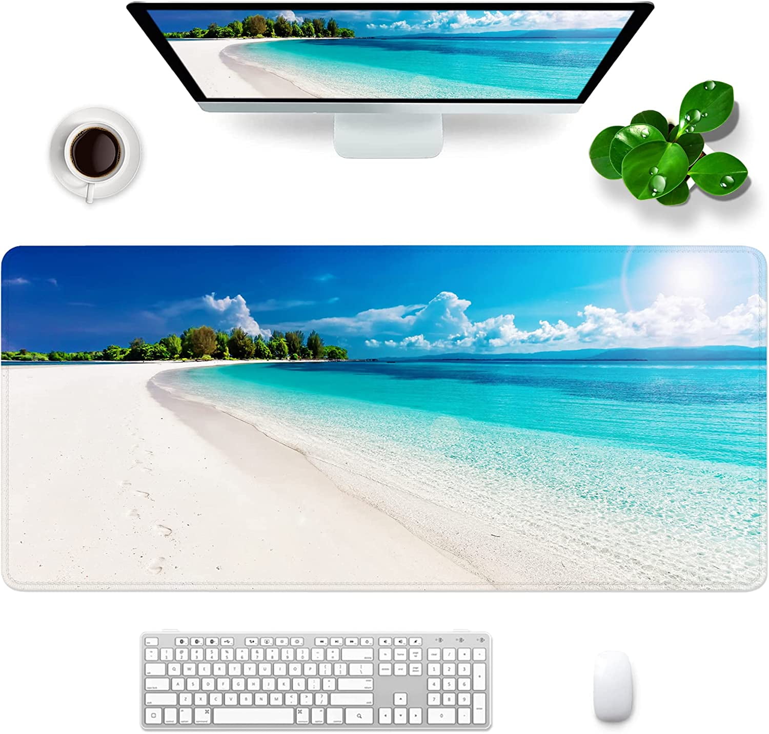 Beach Mouse Pad Ocean Theme Large Gaming Mouse Pad XXL 35x15.7x0.12 ...
