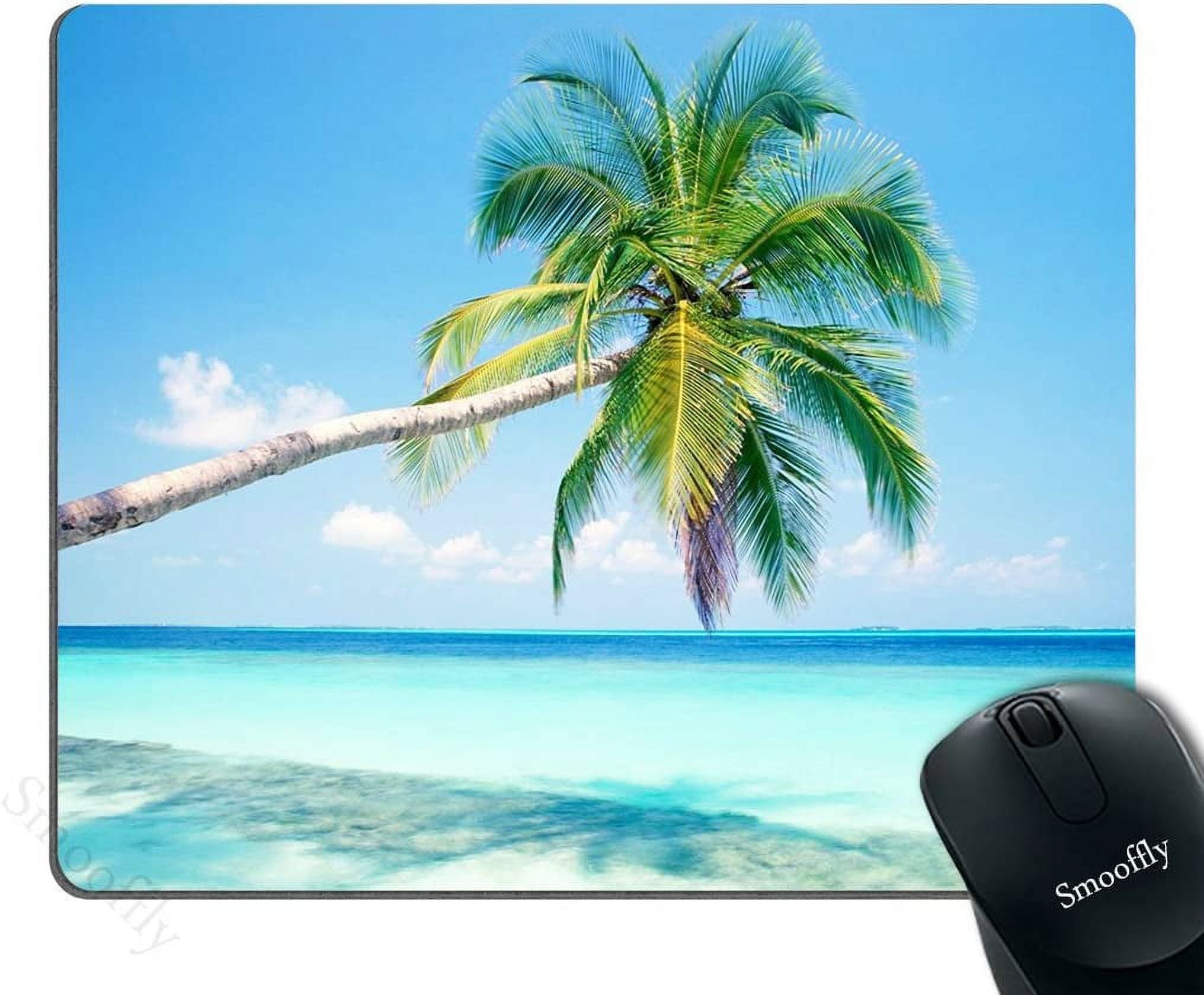 Beach Mouse Pad Tropical Paradise Beach with Palm Trees and The Sea ...