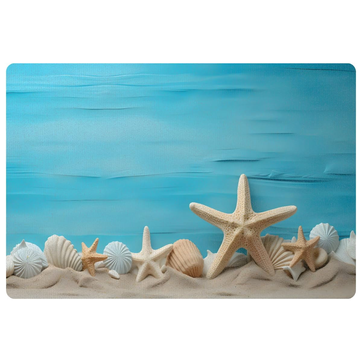 Beach Nautical Coastal Blue Seashell Door Mat Indoor Outside Entrance ...