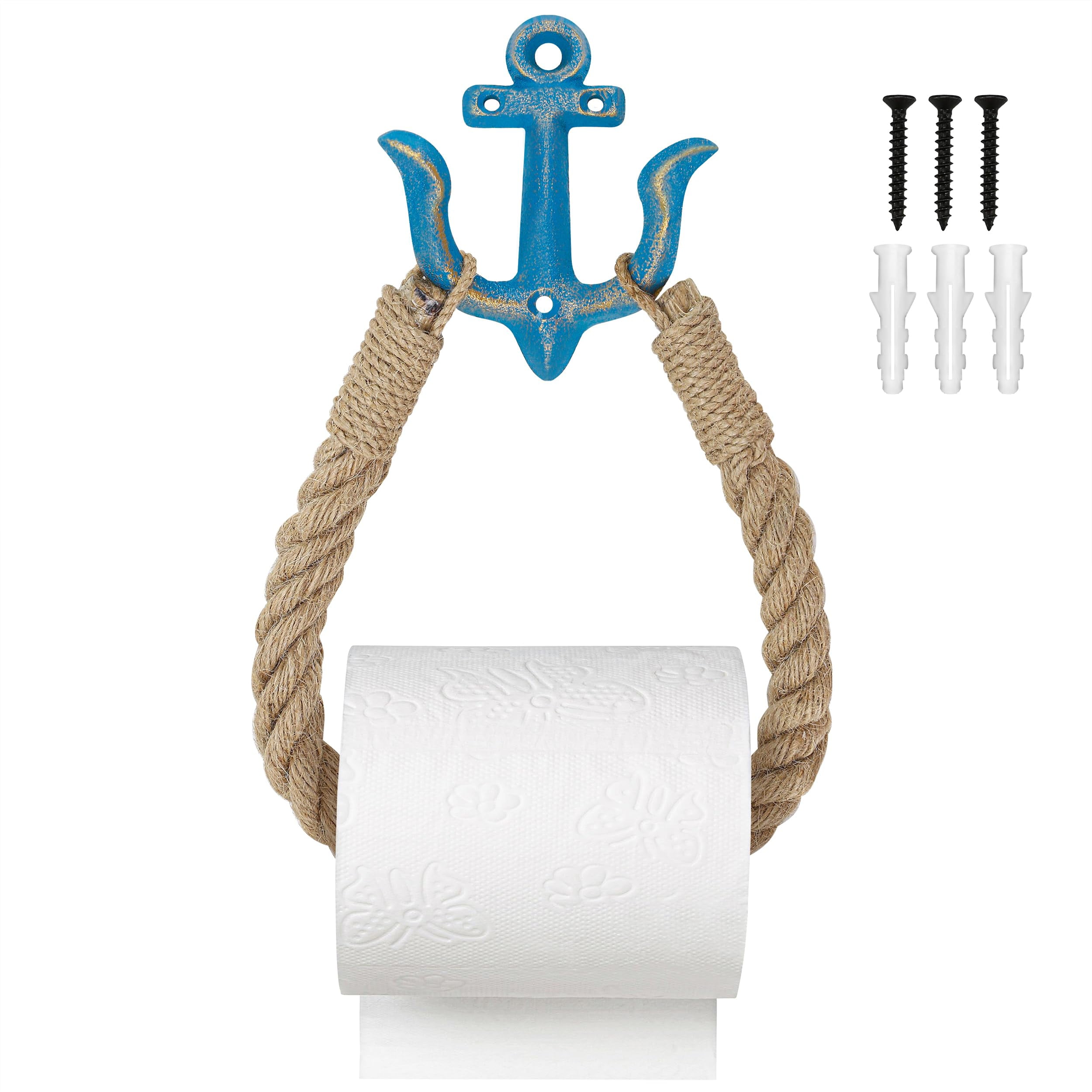 Beach Nautical Toilet Paper Roll Holder Coastal Wall-Mounted Rope Towel ...
