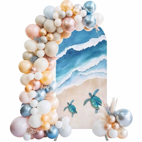 Beach Ocean Arch Backdrop Cover 6 FT Blue Waves Abstract Turtle ...