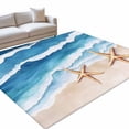 Beach Ocean Area Rugs 6x9ft Blue Waves Starfish Abstract Floor Rug Non ...