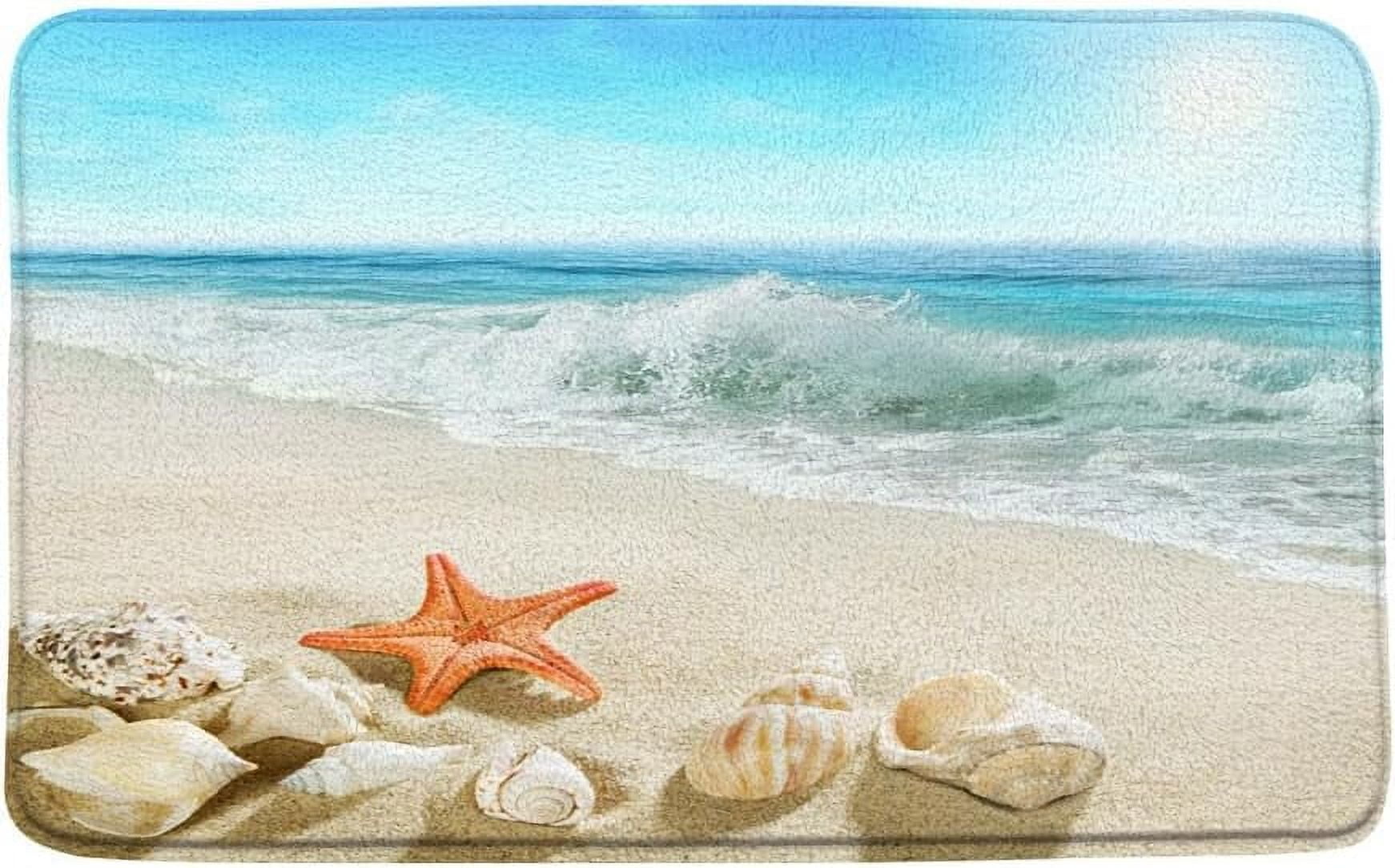 Beach Ocean Bath Mat Starfish Seashell Sea Wave Summer Coastal Nature ...