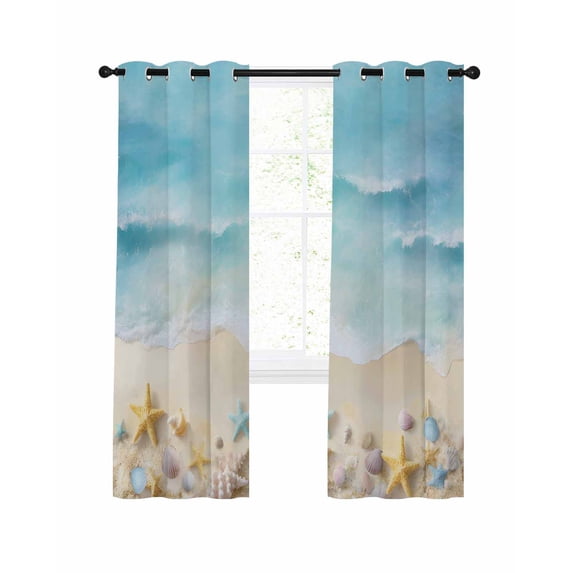 Beach Ocean Blackout Curtains 84 Inch Length Abstract Gradient Teal ...
