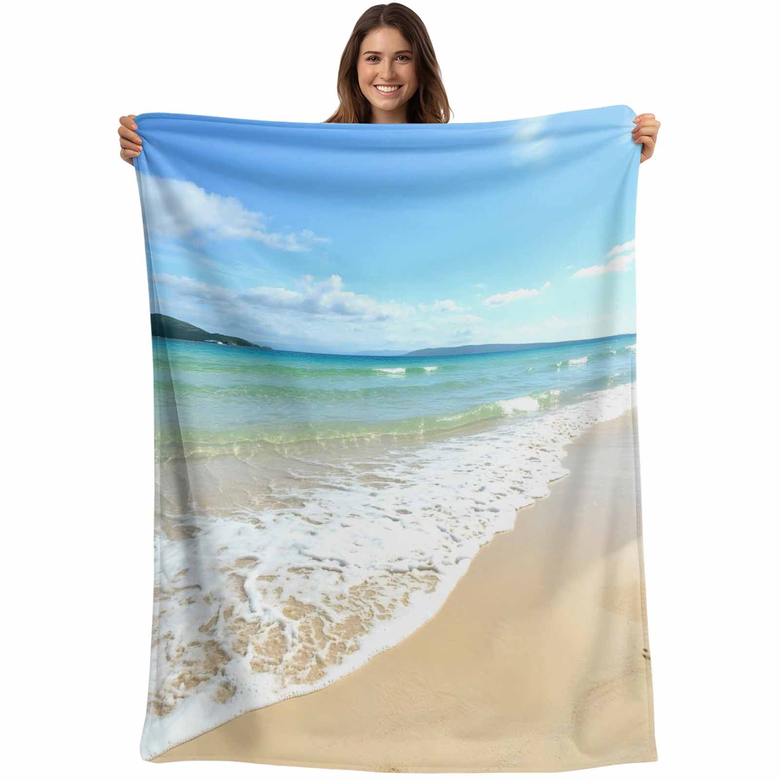 Beach Ocean Blanket Soft Cozy Warm Throw Blanket for Couch, Plush Fuzzy ...