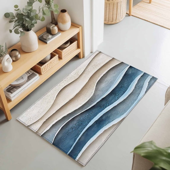 Beach Ocean Blue Gradient Wave Rectangle Rug 2'x3' Coastal Abstract ...