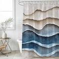 Beach Ocean Blue Gradient Wave Shower Curtain Set, Waterproof Shower ...